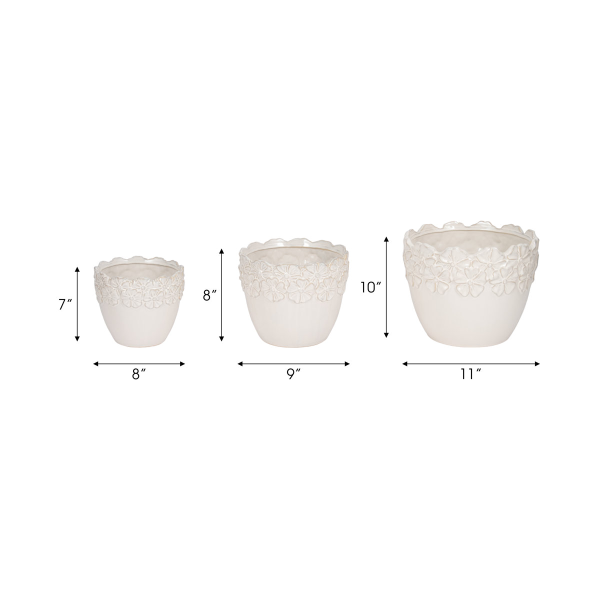 Ophelia & Co. Stoneware Ceramic Planter Set with Floral Embossed Design - Set of 3. & Reviews ...